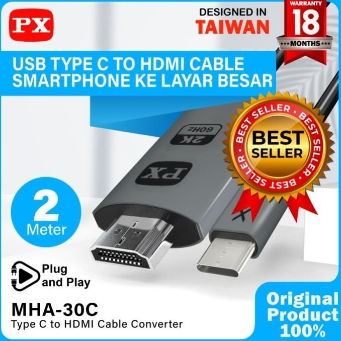 Jual Kabel Hdmi Type C Smartphone Android To Tv 2 Meter Px Mha-30C ...
