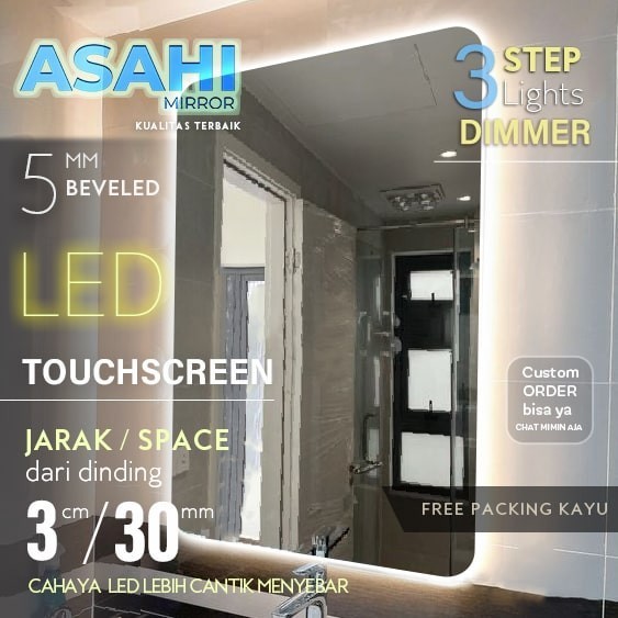 Jual LED Cermin 5 MM BEVEL Rounded Edge Kaca Aesthetic LED Strip ...