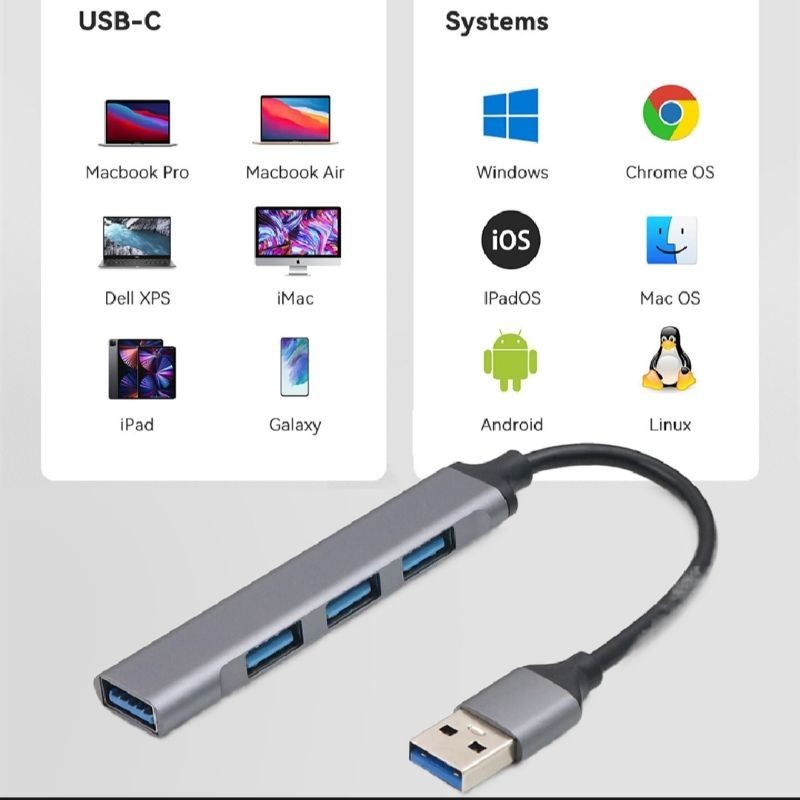 Jual USB hub 3.0 4 port body alumunium | Shopee Indonesia