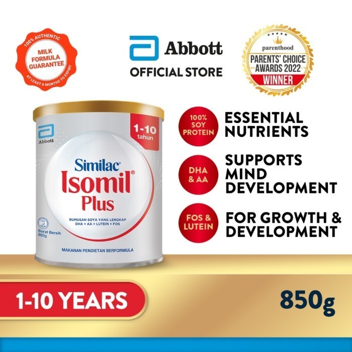 Jual Abbott Similac Isomil Plus Soya Milk Powder 1-10 Years 850G ...
