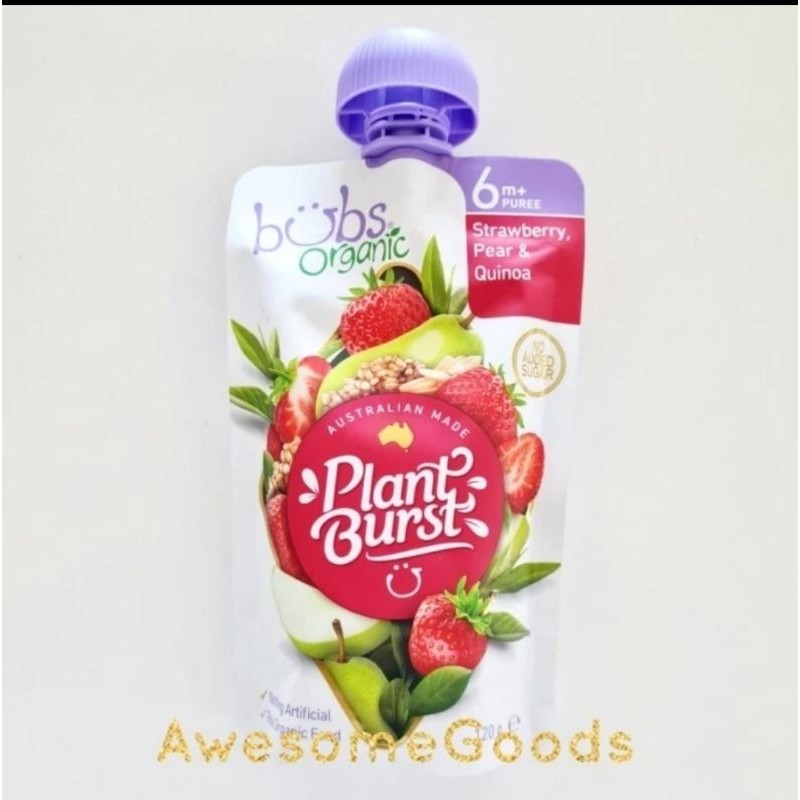 Jual Bubs Organic Plant Burst 6+ months Puree Strawberry, Pear & Quinoa ...