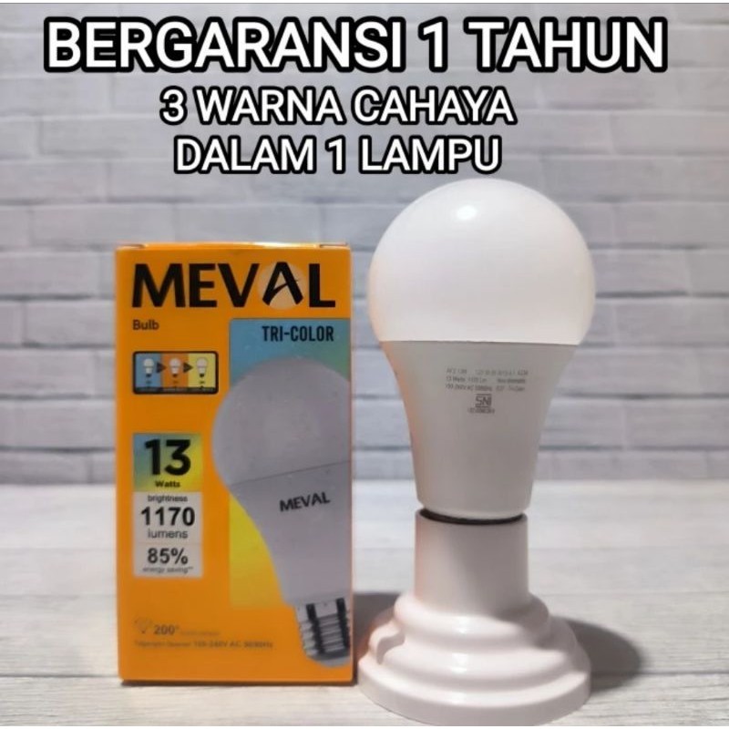 Jual BOHLAM LAMPU LED TRI COLOR 13 WATT 3 WARNA CAHAYA MEVAL SNI ...