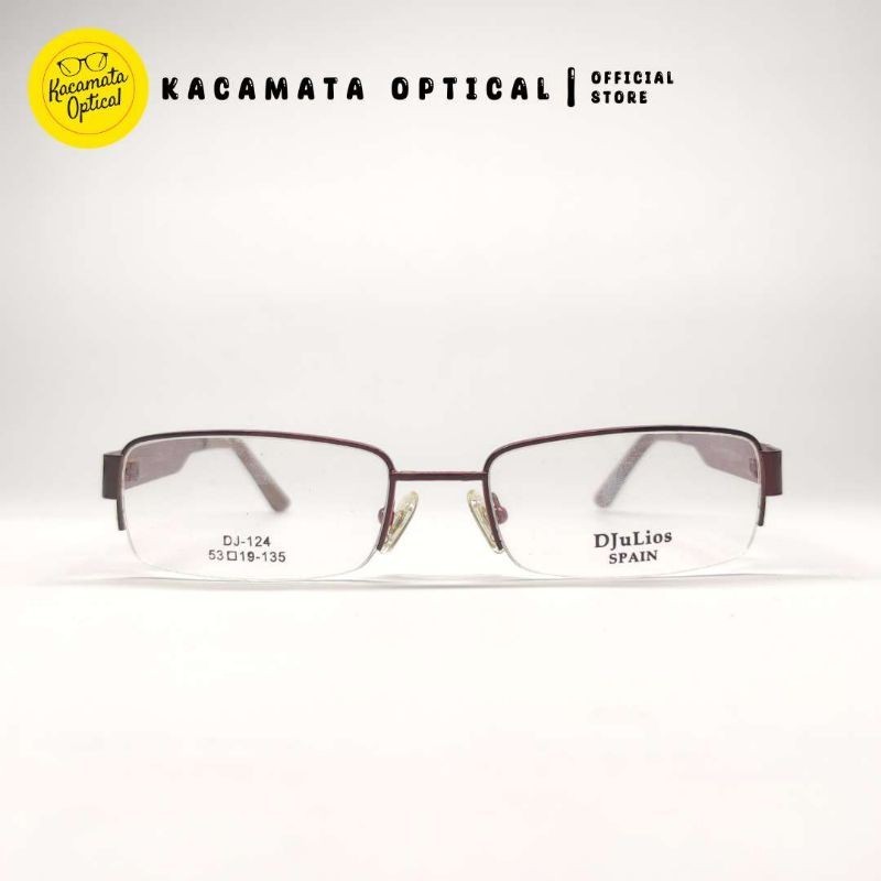 Jual KACAMATA OPTICAL - Frame KMO124 Half Frame Merah Besi Plastik ...