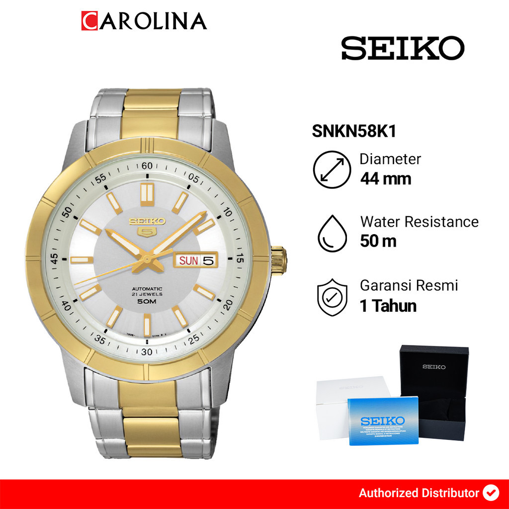 Jual Jam Tangan Pria Seiko 5 Sports SNKN58K1 Automatic Silver Dial Dual ...