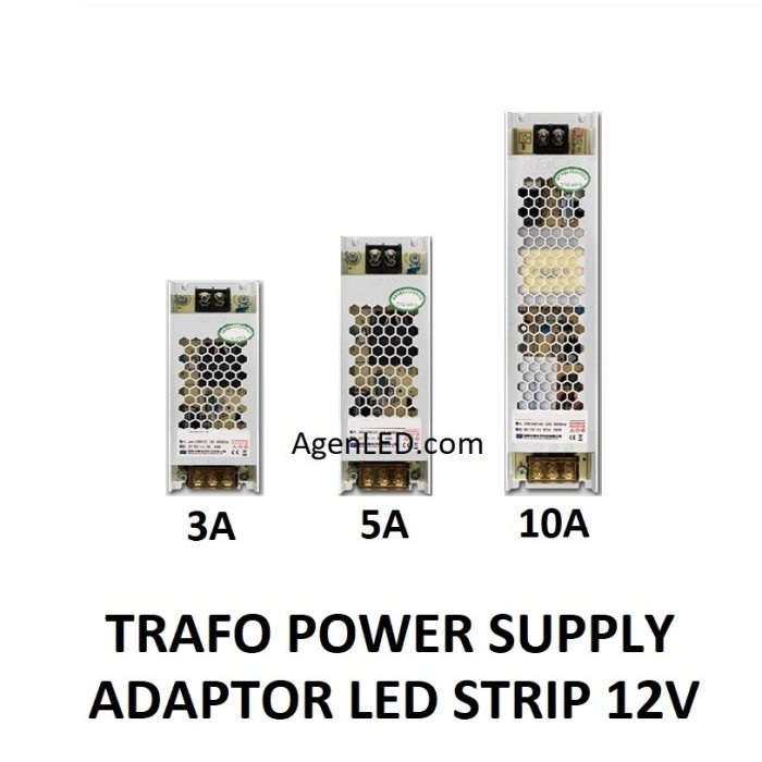 Jual Trafo SLIM LED Strip 3A 5A 10A Adaptor 12v 24v Body Travo Power ...