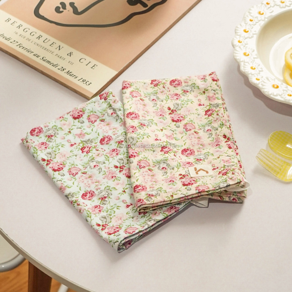 Jual Napkin Motif Bunga Cantik/Alas Piring Kain Rose Flower/Serbet Lap ...
