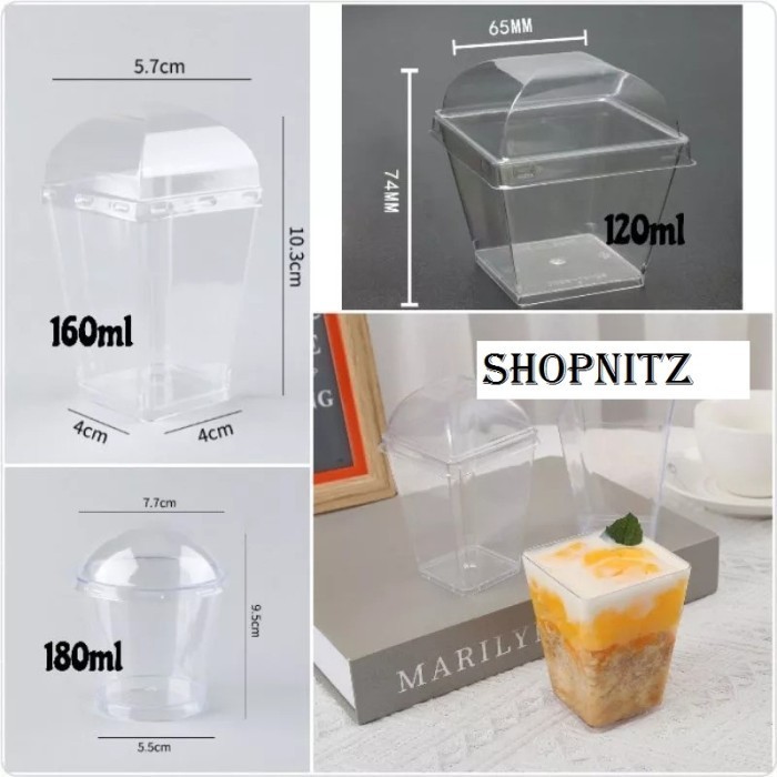 Jual Cup Puding Jelly + Tutup Gelas Mika Pudding Kotak Dessert Cup ...
