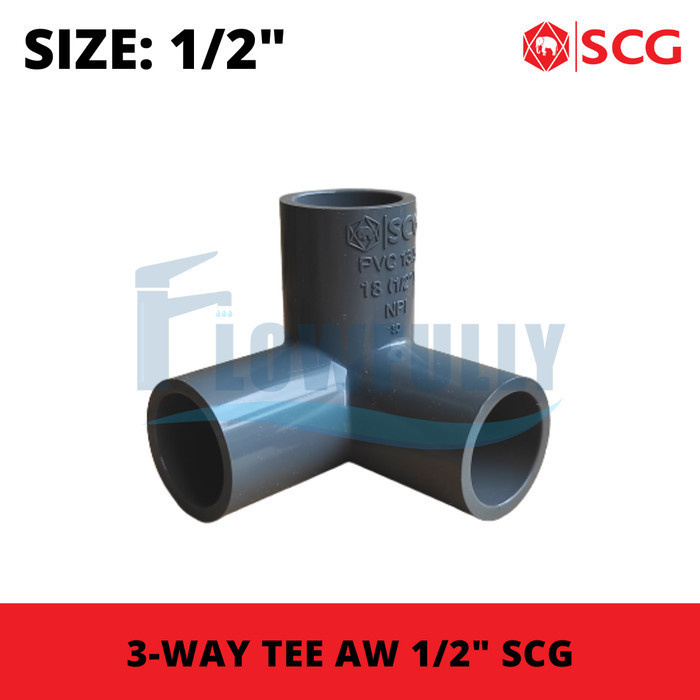 Jual 3 WAY TEE AW 1/2 INCH SCG PVC TEBAL TEE ELBOW 3 SUDUT 3 LUBANG T ...
