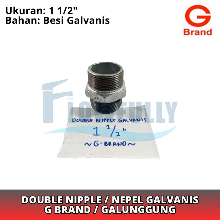 Jual DOUBLE NIPPLE BESI GALVANIS 1 1/2 INCH G BRAND DOUBLE DRAT NEPEL 1,5 | Shopee Indonesia
