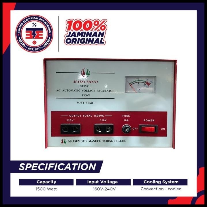 Jual GRATIS ONGKIR STABILIZER 1500 WATT STAVOL MATSUMOTO 1500N ...