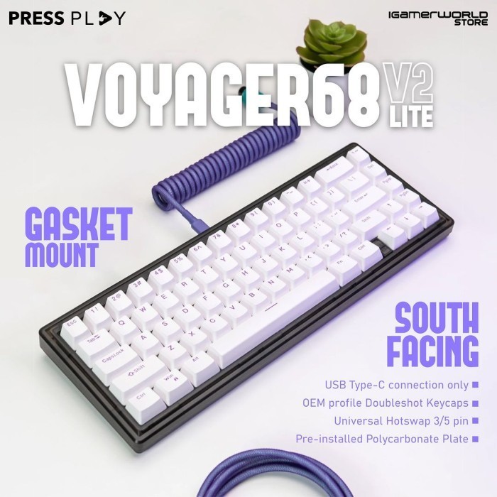 Jual Press Play VOYAGER68 V2 Lite 65% 67-key Mechanical Keyboard ...