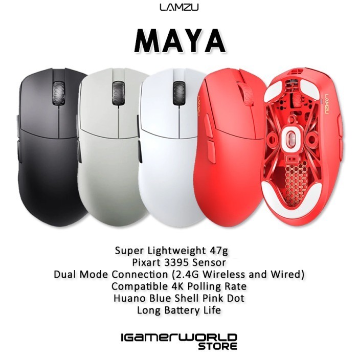 Jual Lamzu MAYA SuperLight Wireless Dual Connection Gaming Mouse ...