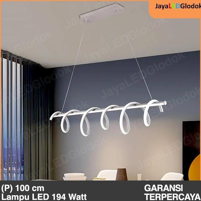 Jual Lampu Gantung Minimalis Ruang Makan Spiral Putih Led Hias 100 Cm 54 Decasatin | Shopee ...