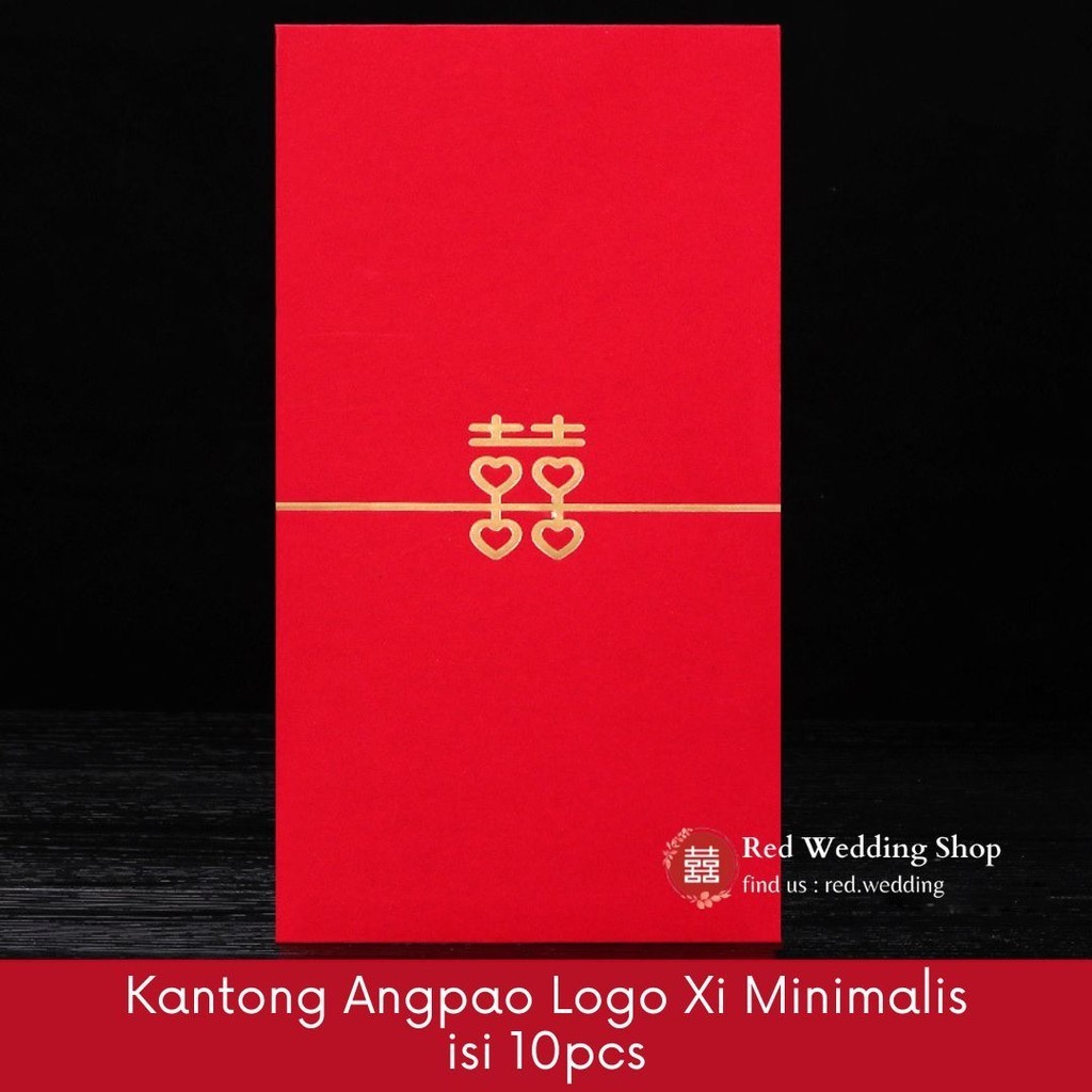 Jual Kantong Amplop Angpao Wedding Logo Xi Minimalis Merah Premium ...