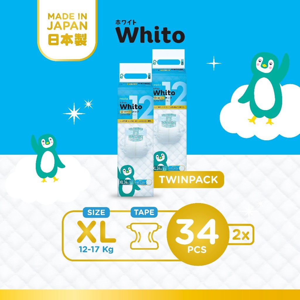 Jual Nepia Whito Diapers Tape XL34 - Twin Pack | Shopee Indonesia