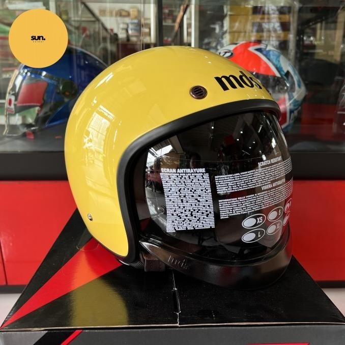 Jual Helm Half Face Jadul Retro Mds Magnum Lemon Yellow Solid Gloss ...