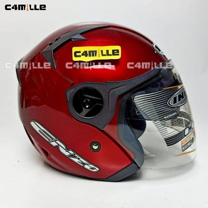 Jual Helm Ink Enzo Solid Red Maroon Metalic Double Visor Half Face ...