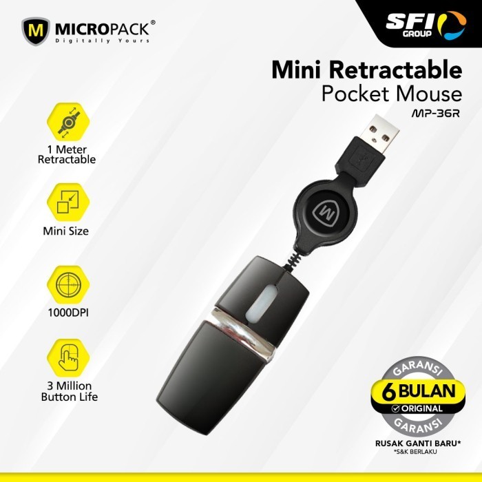 Jual Micropack Ultra Mini Mouse with Retractable Cable MP-36R | Shopee ...