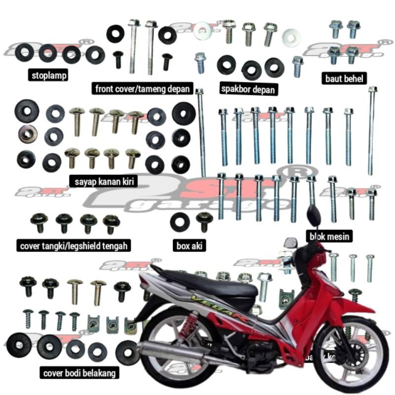 Jual Baut Body Yamaha Vega R Lama Fullset/Baud Lengkap Fullbody Vega Lama/Baut Body Yamaha ...