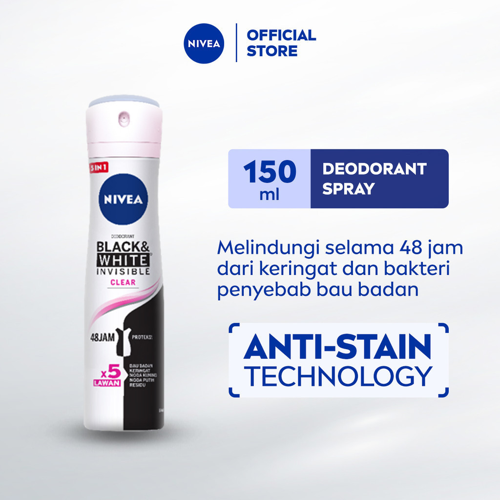Jual NIVEA Deodorant Spray Black & White Invisible Original 150ml ...