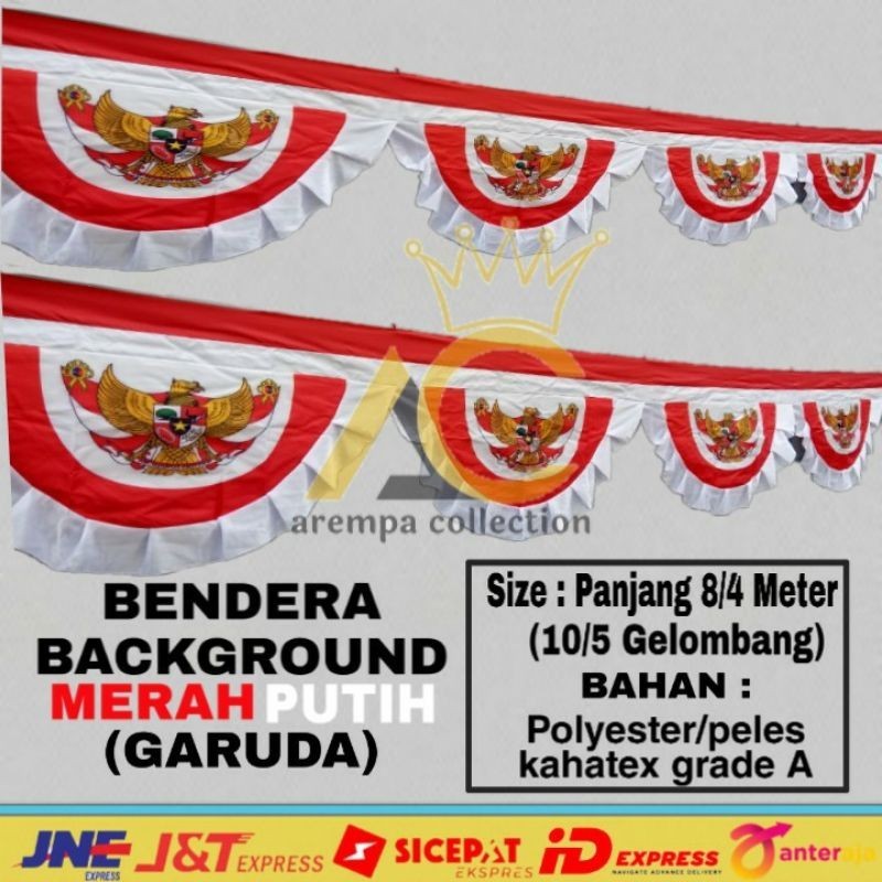 Jual Bendera Background Merah putih Garuda Jadul 8/4 Meter (10/5 ...