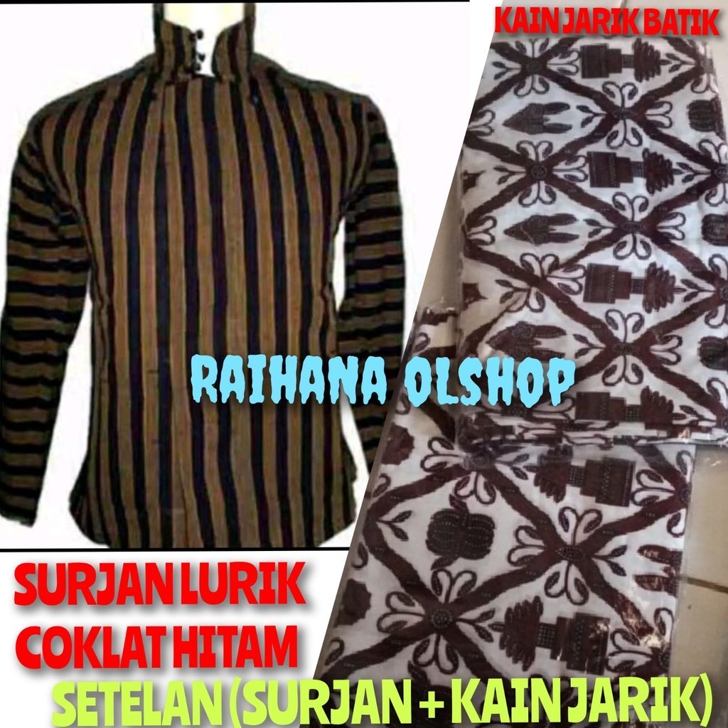 Jual SEPAKET BAJU ADAT JAWA PRIA | SURJAN LURIK COKLAT HITAM + KAIN JARIK BATIK | PAKAIAN ...