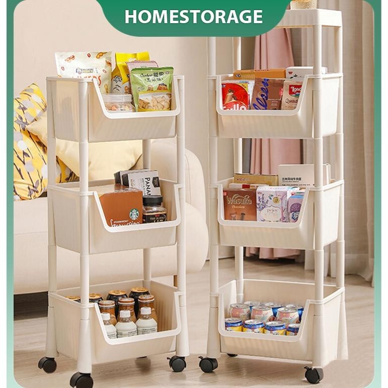 Jual Rak Susun Penyimpanan Terbuka Serbaguna Rak Trolley Susun Dengan ...