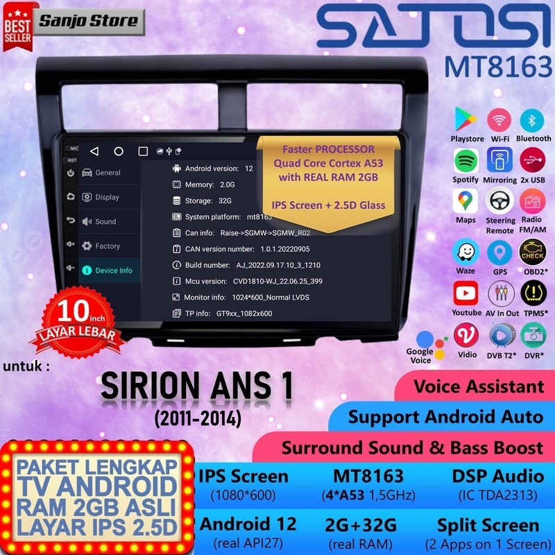 Jual SANJO - Paket Frame OEM + Soket PNP + Headunit Android 10 inch Sirion Facelift SATOSI ...
