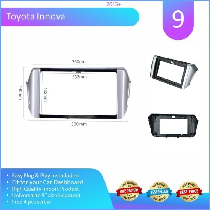 Jual Frame Head Unit Android Headunit 9 Inch Toyota Innova Reborn 2015 ...