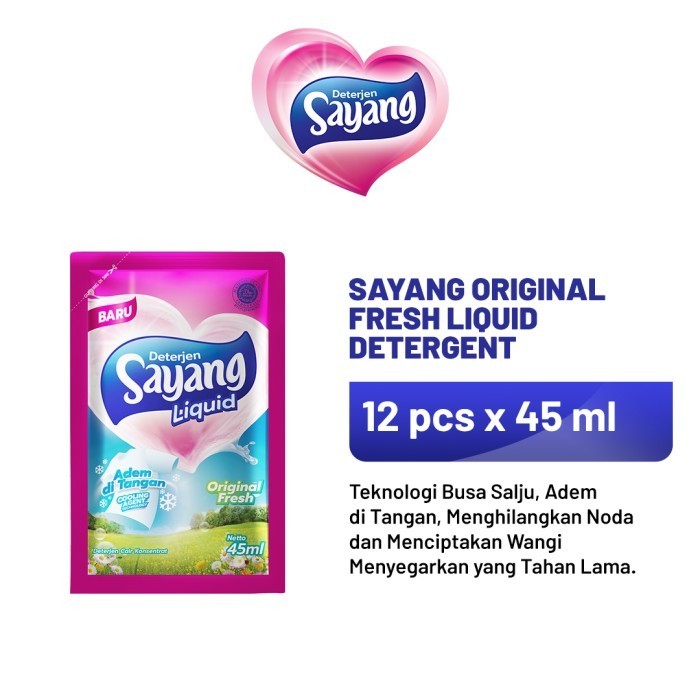 Jual Sayang Original Fresh Liquid Detergent 45 ml x 12 Sachet | Shopee ...