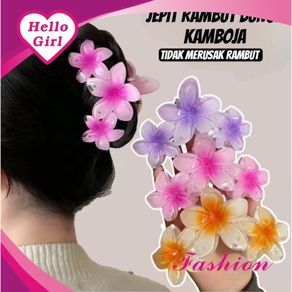 Jual (Hello Girl)F349 Jepit Rambut Wanita Bentuk Bunga Kamboja Bahan ...