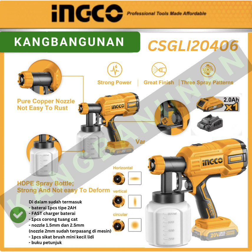 Jual CSGLI20406 SPRAY GUN CORDLESS SEMPROTAN ANGIN CAT 20V 2AH SET ...