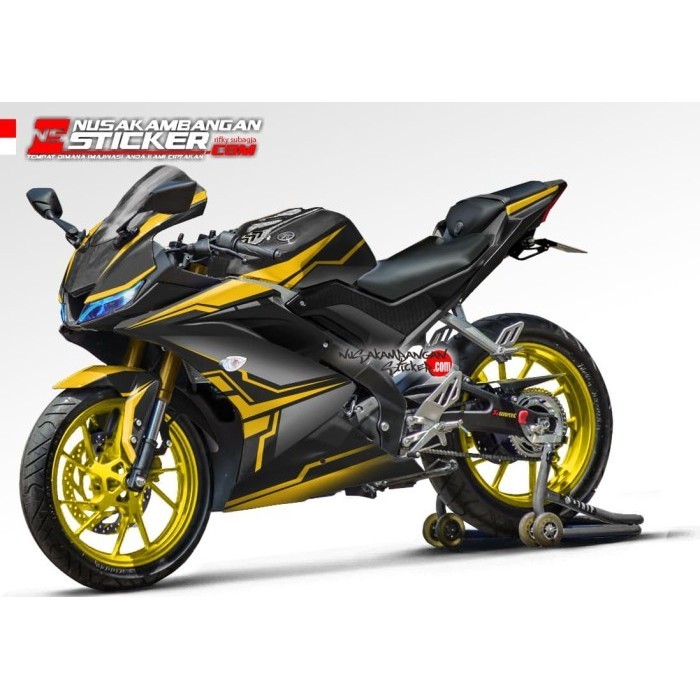 Jual Decal Motor Sticker Motor Yamaha R15 V3 Hitam Grafis Kuning ...