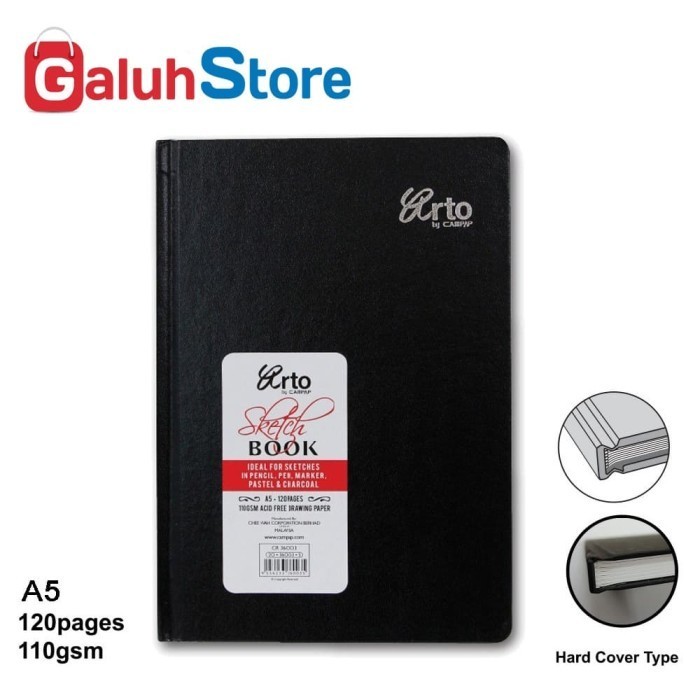 Jual Arto Sketch Book / Sketsa / Buku Gambar A5 Hard Cover 120 Sheets ...