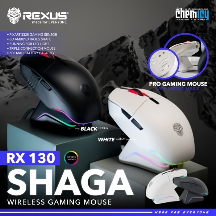 Jual Rexus Shaga RX130 / RX-130 Wireless Gaming Mouse with Charging ...