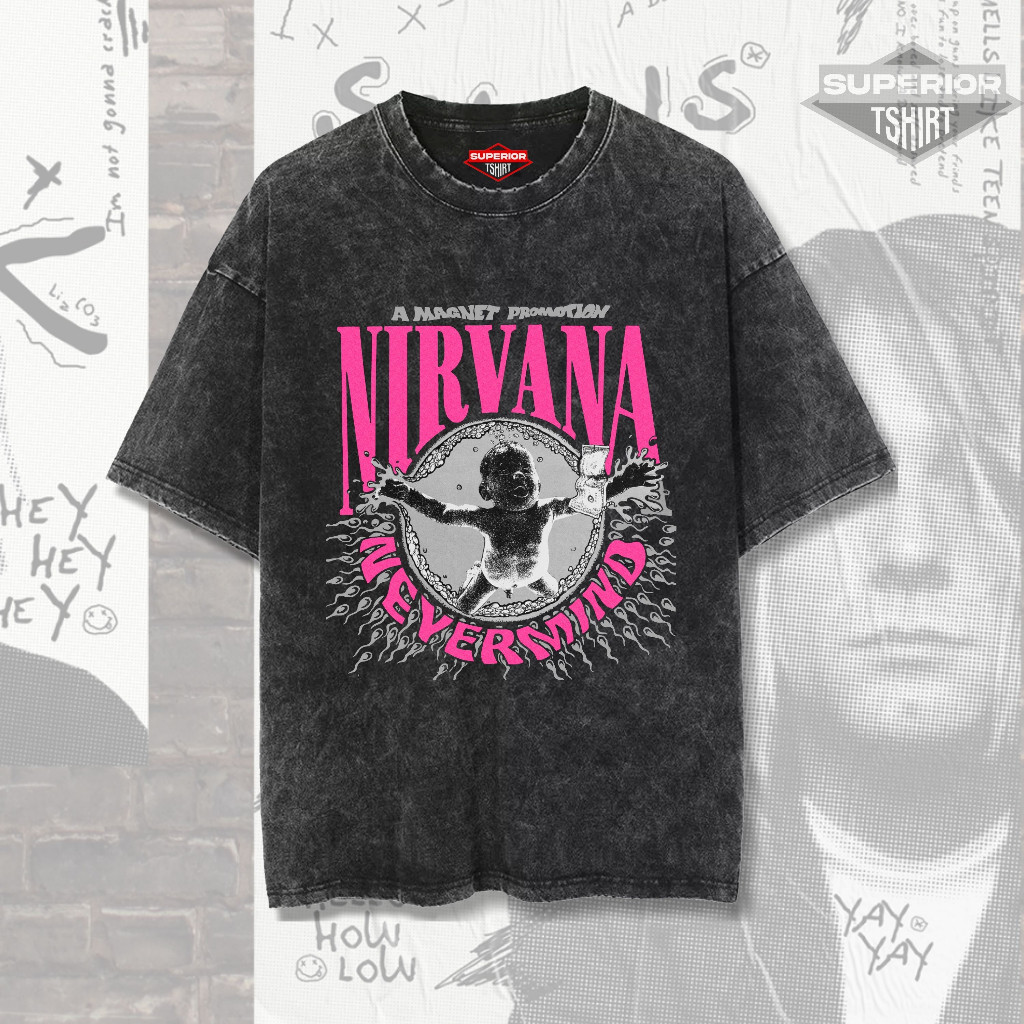 Jual SUPERIOR Kaos Nirvana Oversize stonewash washed tshirt kaos band NIRVANA NEVERMIND NIR-18 ...