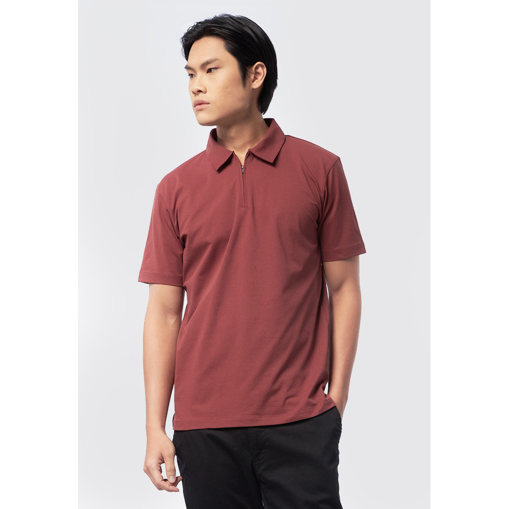 Jual Executive Short Sleeve Zip Polo Shirt | Shopee Indonesia