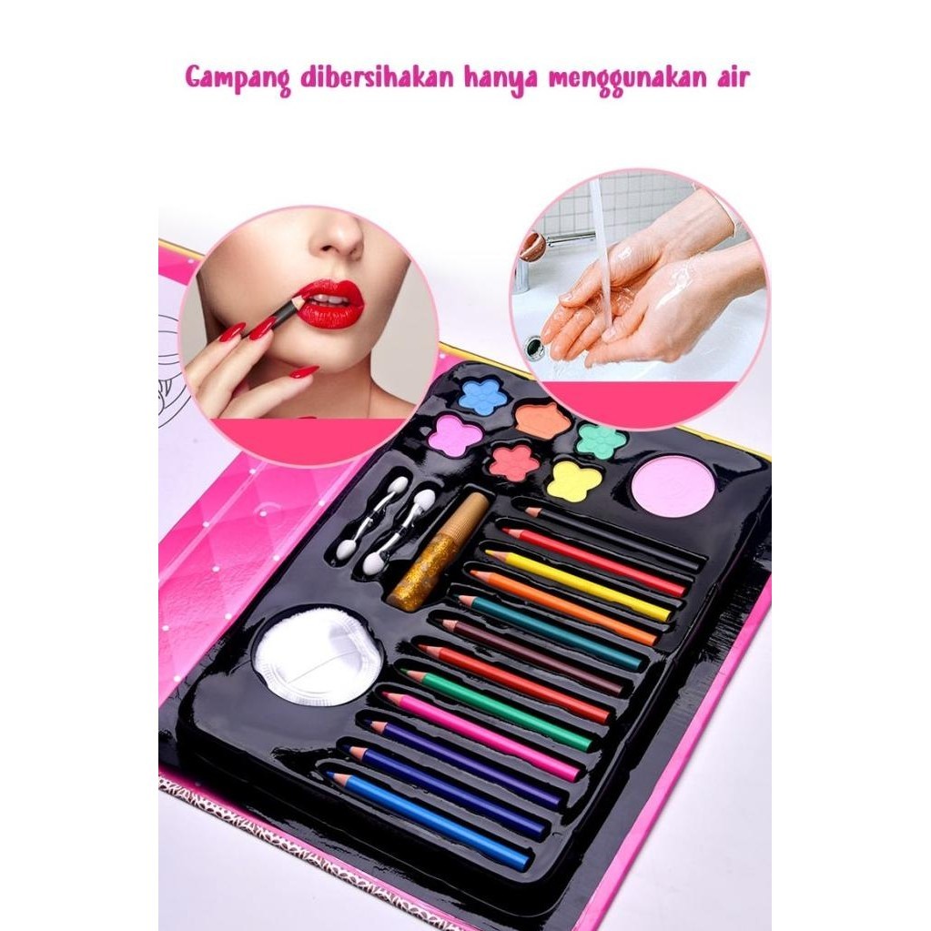 Jual Mainan Anak Perempuan Beauty Makeup, Menggambar + Mewarnai Boneka ...