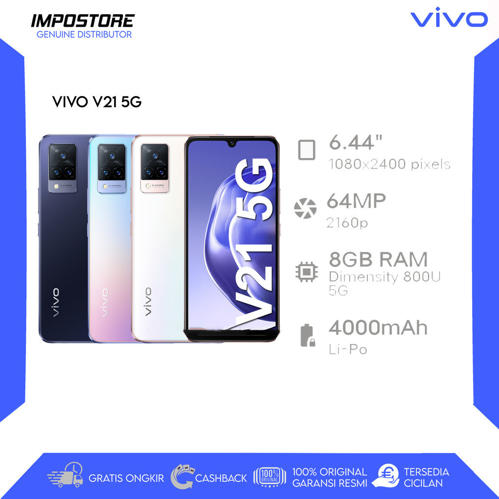 Jual VIVO V21 5G - 8/128GB - DIMENSITY 800U 5G - REPACK | Shopee Indonesia