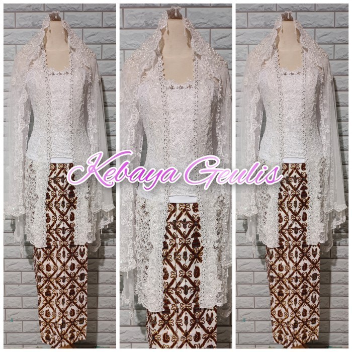 Jual Satu Set Kebaya Akad Nikah Pengantin Kebaya Kutubaru Putih Bersih ...