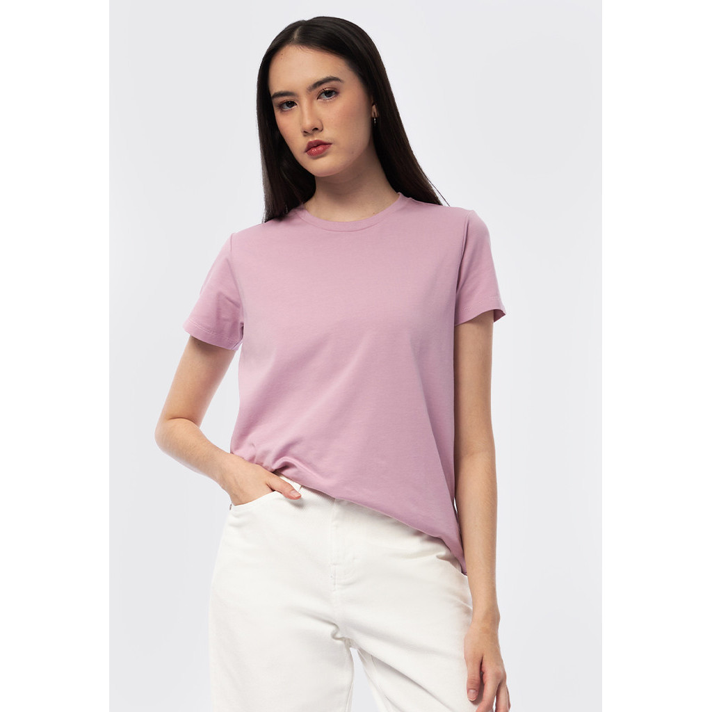 Jual Executive Basic Round Neck Cotton T-Shirt Mauve Mist | Shopee ...