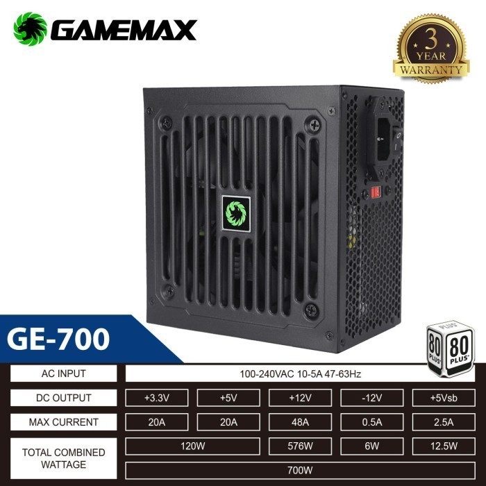 Jual Power Supply Gamemax Ge-700 80Plus Value Gaming - Psu 700Watt | Shopee Indonesia