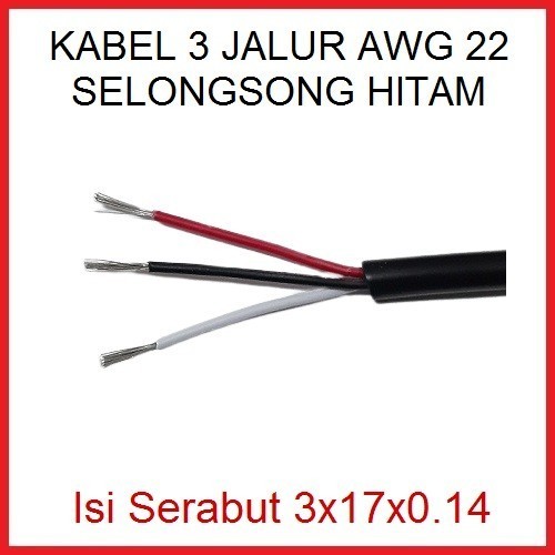 Jual Kabel Serabut 3 jalur selongsong AWG 22 / 3x17x0.14 Tembaga lapis ...