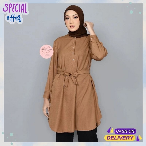 Jual Long Tunic Model Terbaru 2024 Outfit Korean Style Tubik Bahan ...