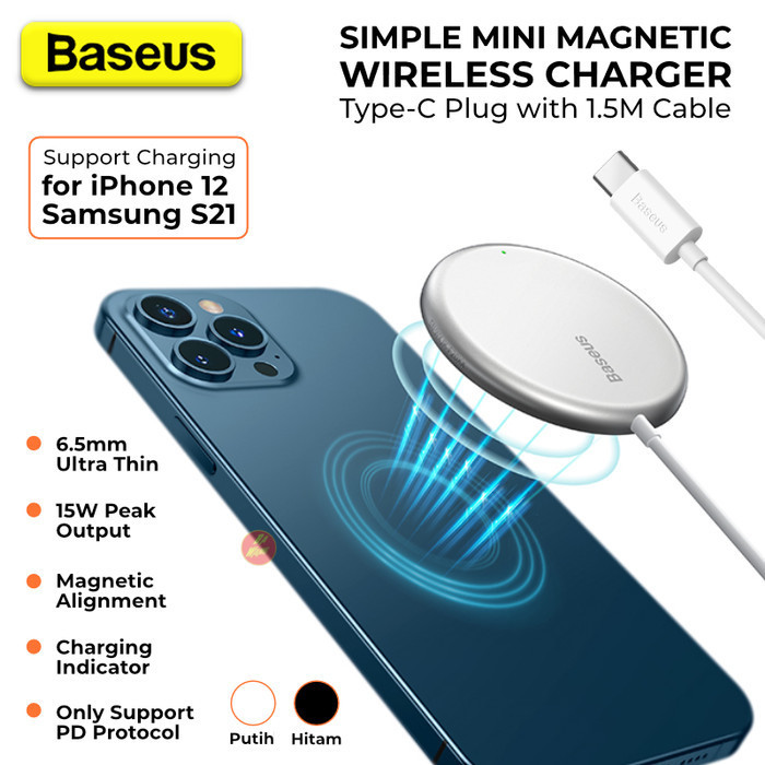 Jual Baseus Magnetic Wireless Simple Ni Charger 15W Magsafe Type C ...