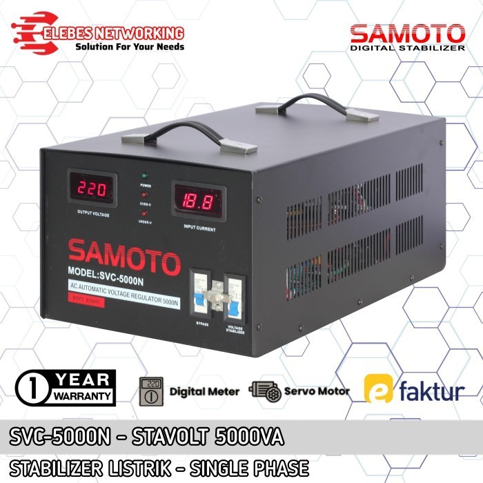 Jual 0beng SVC 5000N Stabilizer SAMOTO 5000VA 5KVA 3500Watt Stavolt ...