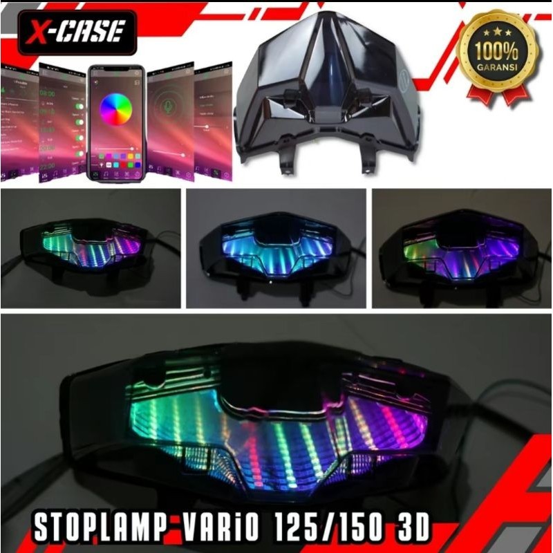 Jual X-CASE LAMPU STOP WD130 VARIO 125/150 NEW CLICK RGB 3 DIMENSI ...