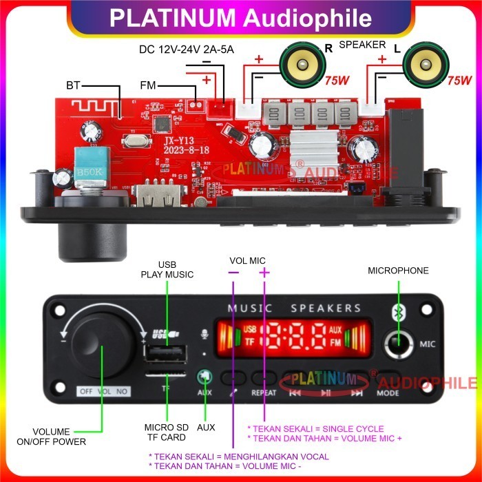 Jual Modul Mp3 Amplifier Bluetooth Karaoke Microphone Echo Diy Class D ...