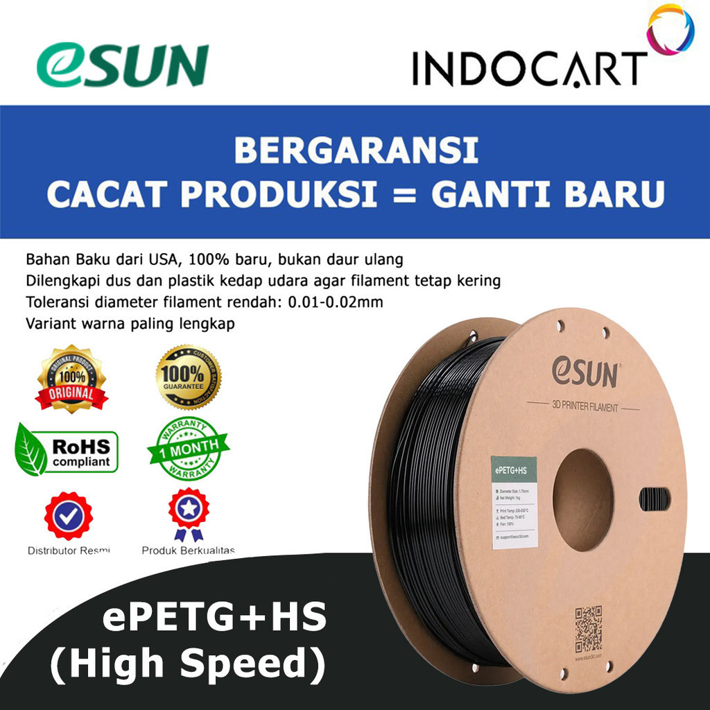 Jual 3D Printer FILAMENT ESUN PETG HS High Speed Solid Color 1.75mm 1kg | Shopee Indonesia