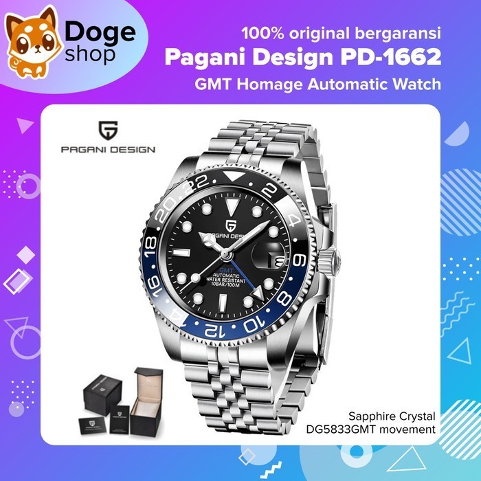 Jual PAGANI DESIGN GMT PD-1662 AUTOMATIC WATCH OYSTER JUBILEE BATMAN ...